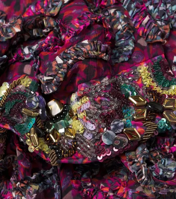 Dries Van Noten Embellished Floral Scarf