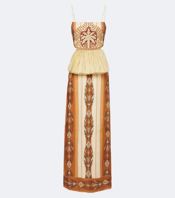Johanna Ortiz Andean Mythology Printed Linen Maxi Dress - Multicoloured