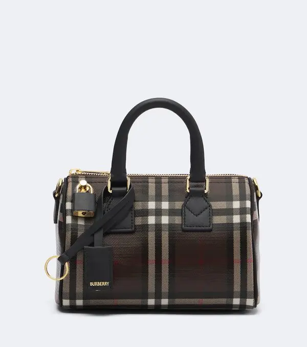 Burberry Check Mini Canvas Bowling Bag - Brown