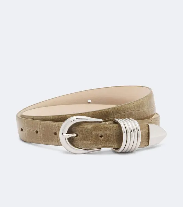 DEHANCHE Déhanche Hollyhock Croc-effect Leather Belt - Beige