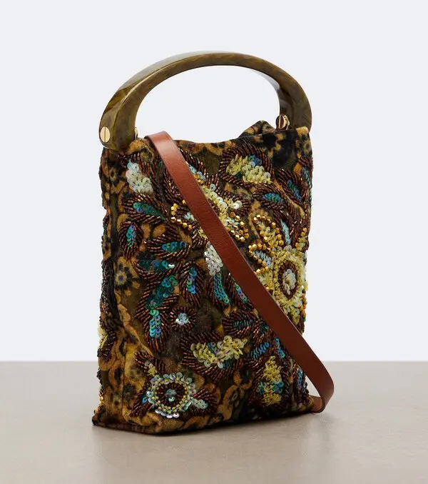 Dries Van Noten Embellished Floral Jacquard Top-handle Bag