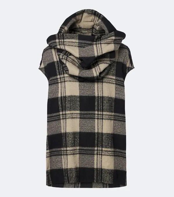 Rick Owens Plaid Hooded Sleeveless Top
