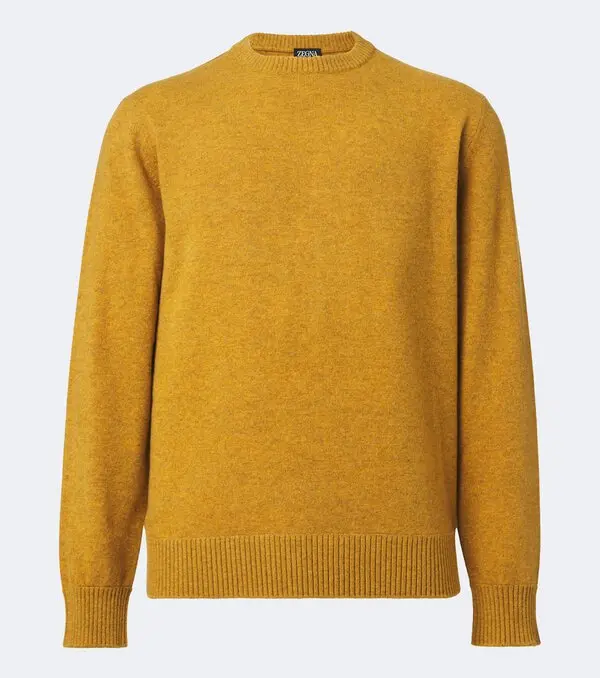Zegna Wool And Cashmere Crewneck Sweater - Yellow
