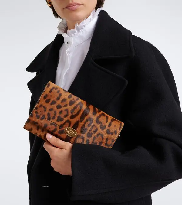 Burberry Leopard-print Calf Hair Wallet On Chain