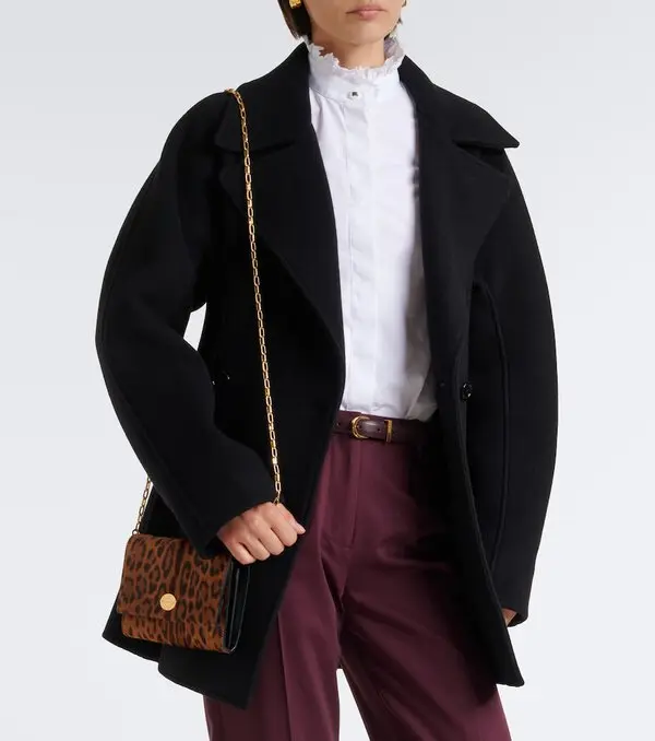 Burberry Leopard-print Calf Hair Wallet On Chain