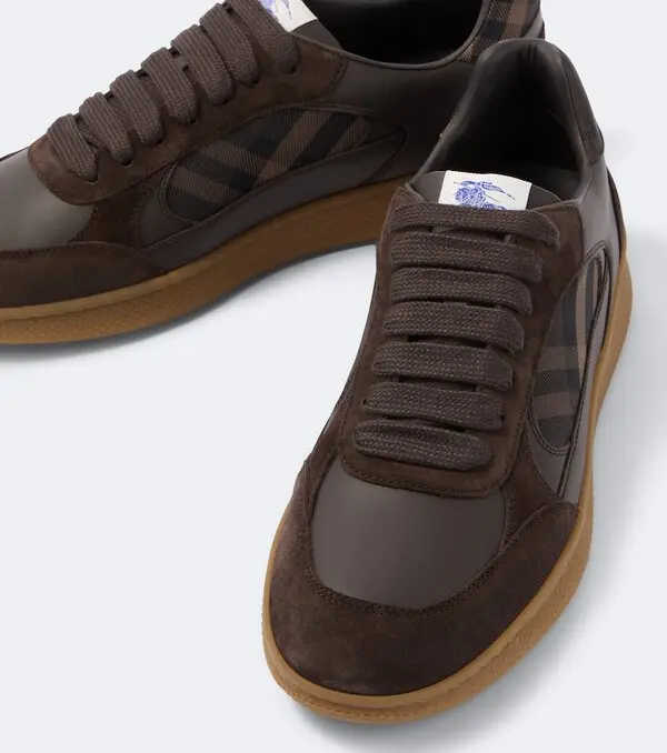 Burberry Check Leather And Suede Sneakers
