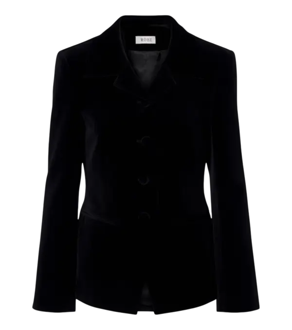 RÓHE Single-breasted Cotton Velvet Blazer - Black
