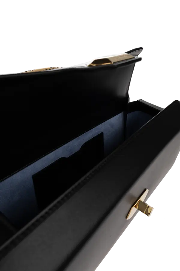 LANVIN Full-grain Leather Evening Bag With Gold Tone Cat Handle