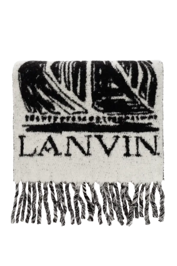 LANVIN Wool Scarf With Fringes - Grey