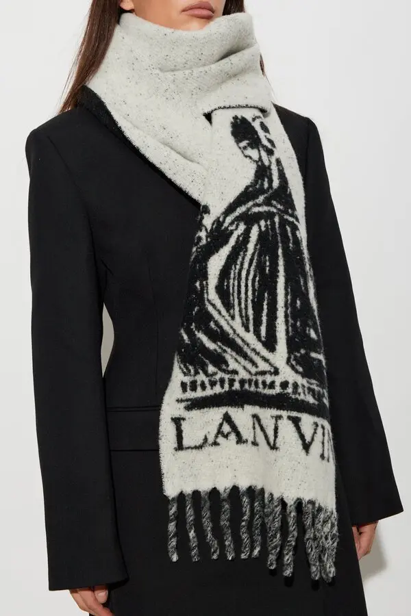 LANVIN Wool Scarf With Fringes