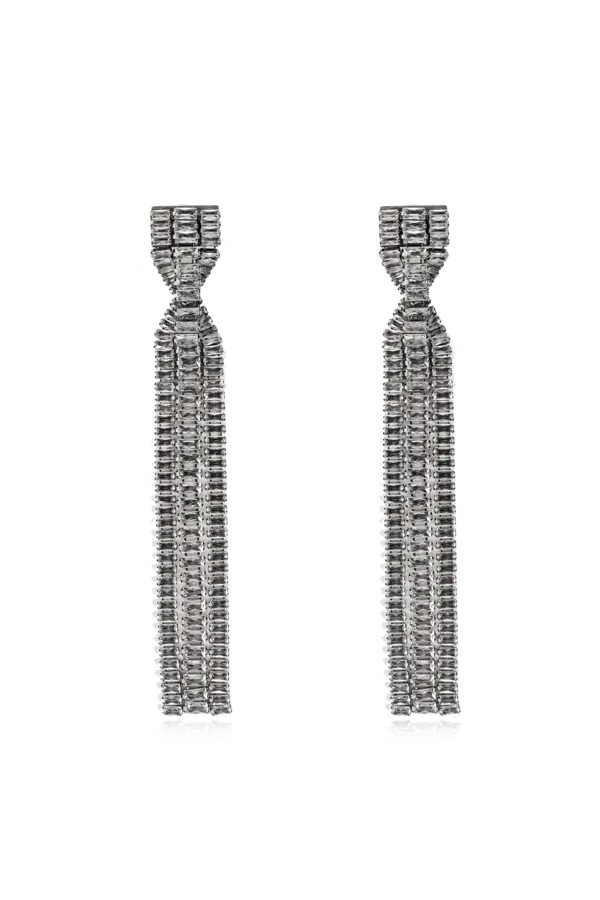 Isabel Marant Étoile Long Earrings With Shimmering Crystals - Silver