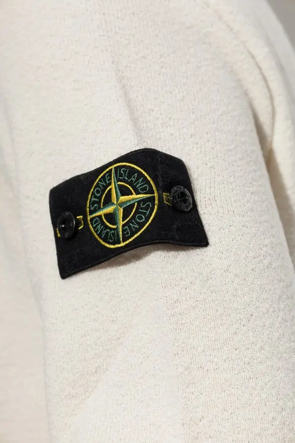Stone Island Wool Sweater With Logo Patch - Cream