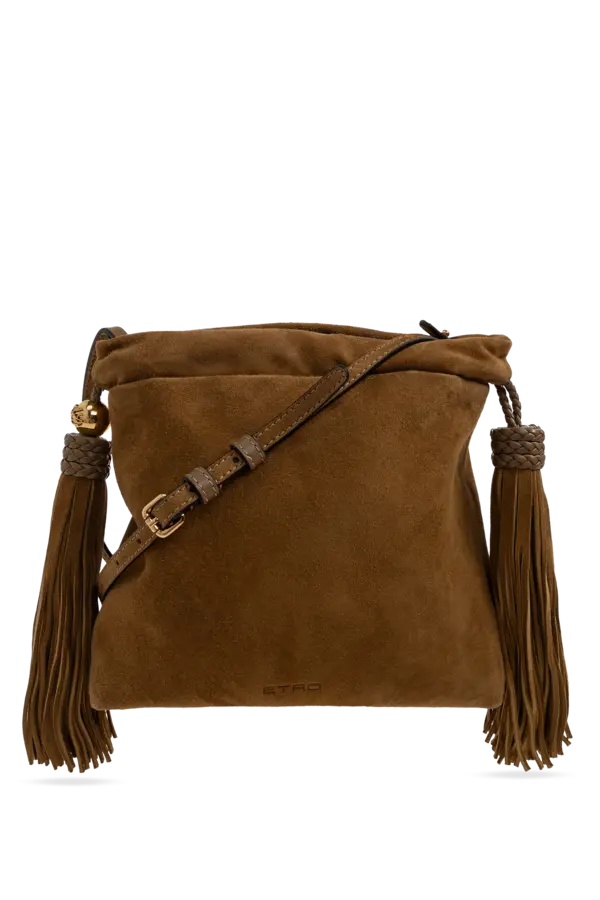 Etro Suede Bucket Bag With Tassels And Embroidery