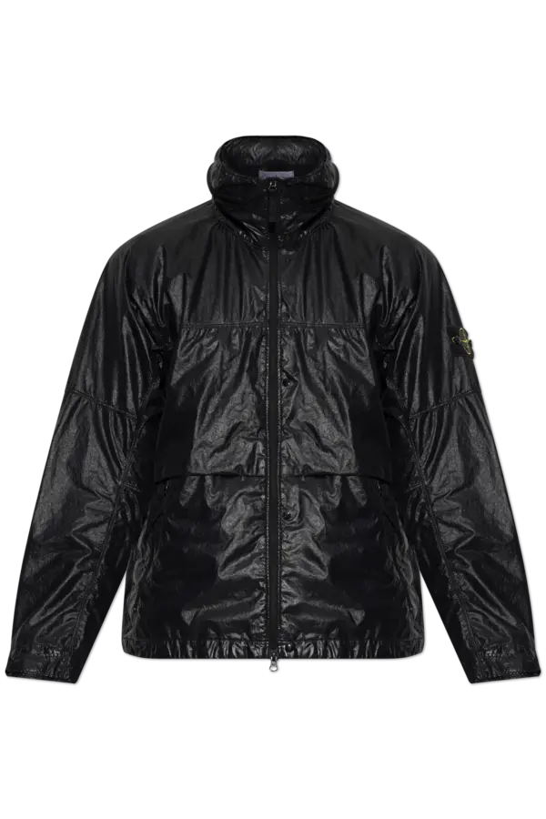 Stone Island Jacket With A Concealed Hood - Black