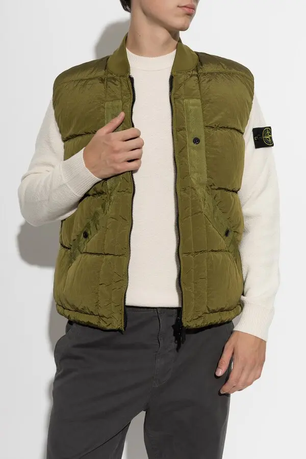 Stone Island Quilted Vest With Logo Patch