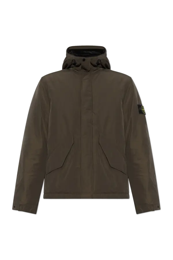 Stone Island Insulated Jacket With Logo Patch - Green