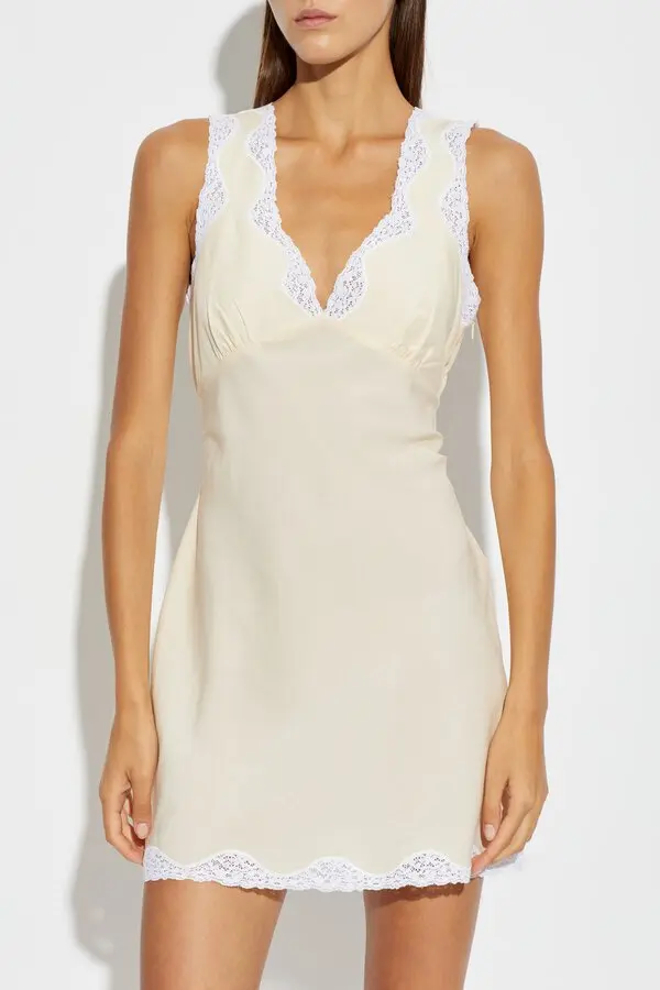 Posse Tabitha Lace Trimmed V-neck Mini Dress