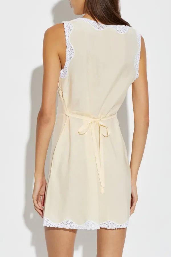 Posse Tabitha Lace Trimmed V-neck Mini Dress