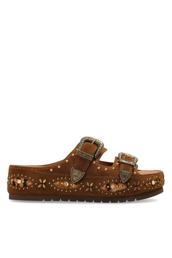 Kurt Geiger Platform Sandals ‘western Buckle - Brown