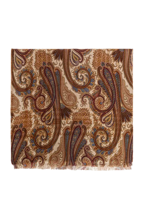 Etro Wool Scarf With Raw Edges - Brown