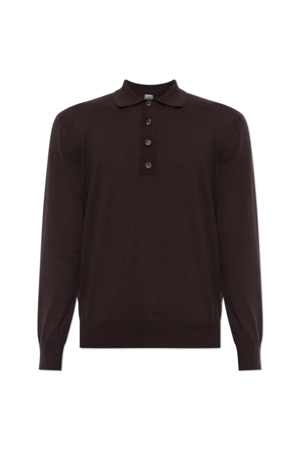 Eleventy Long-sleeve Polo - Brown