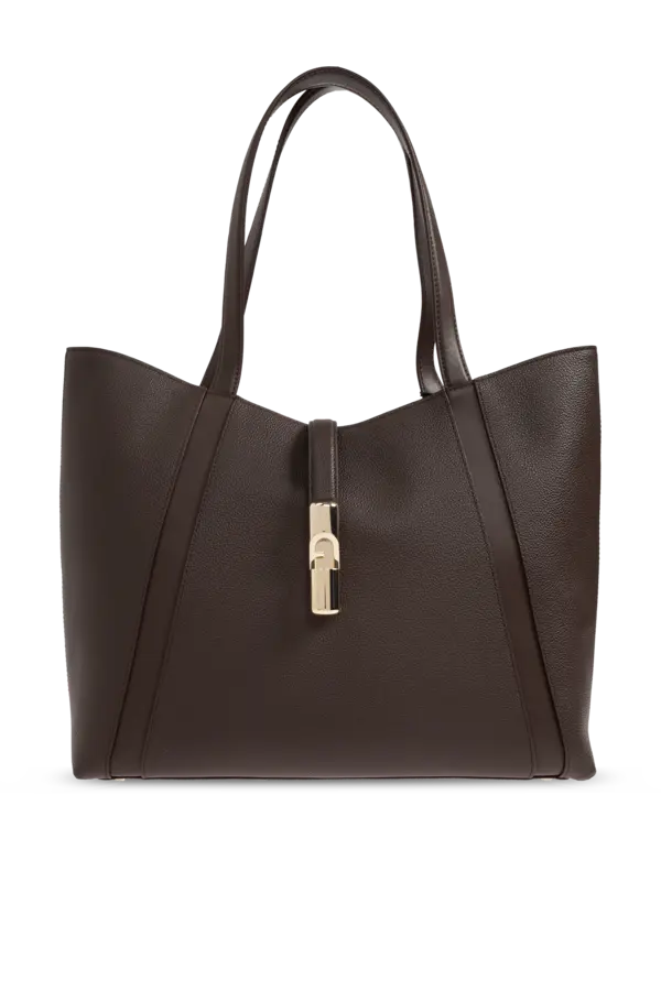 Furla Goccia L Leather Tote Bag - Brown