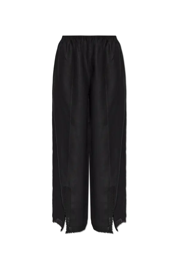 Posse Alfie' Linen Wide Leg Trousers - Black
