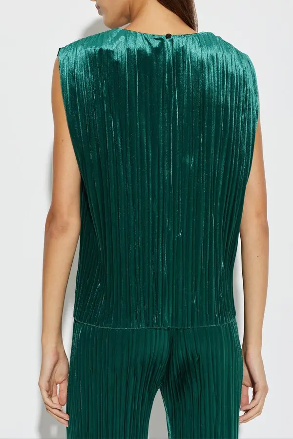 FORTE_FORTE Pleated Sleeveless Top In Emerald - Green