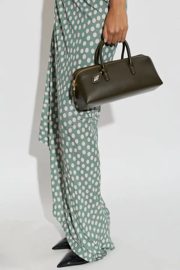 Alaïa Delta' Bag In Calfskin And Lambskin Leather - Brown