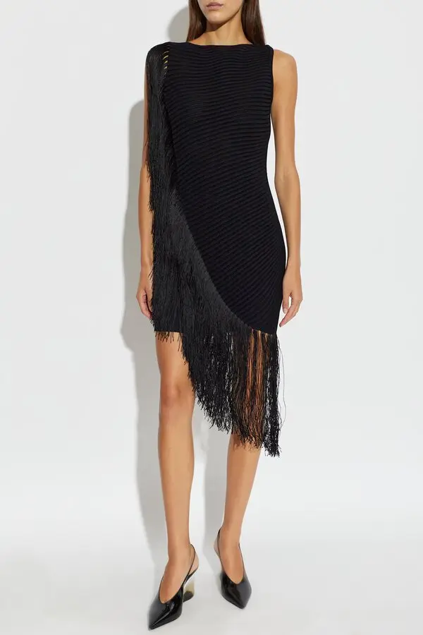Alaïa Asymmetrical Fringe Knit Dress