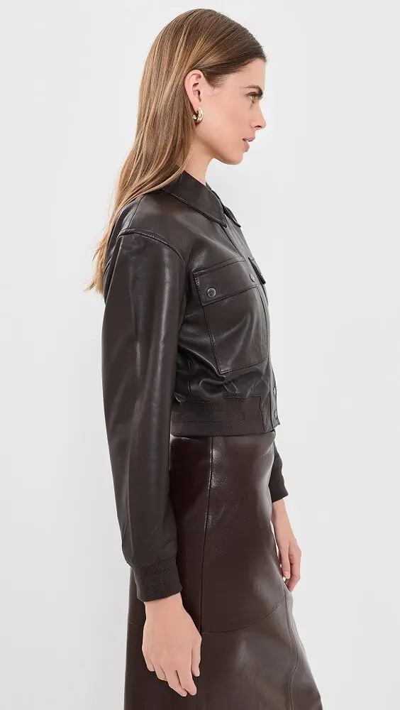 L'AGENCE Clotilde Leather Bomber Jacket