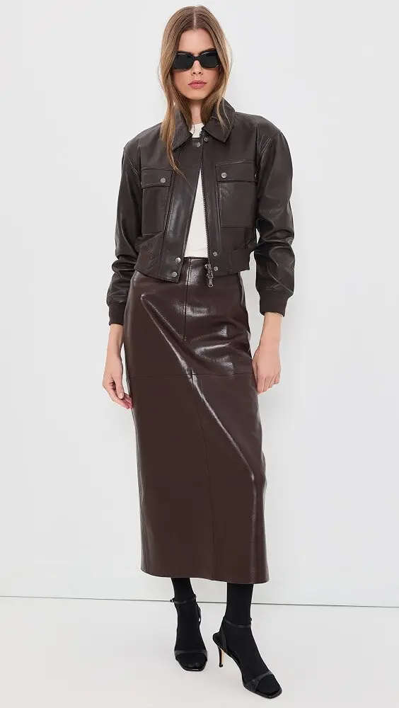 L'AGENCE Clotilde Leather Bomber Jacket
