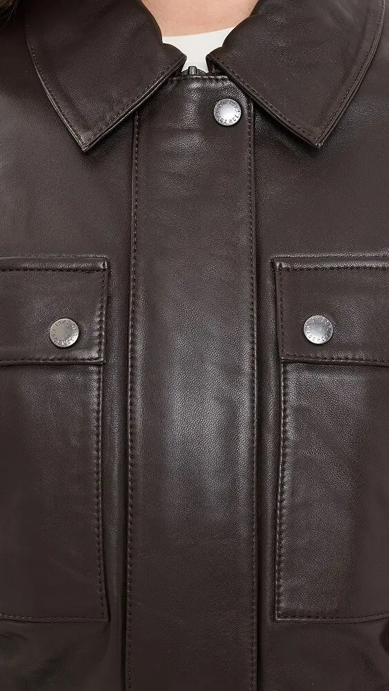 L'AGENCE Clotilde Leather Bomber Jacket