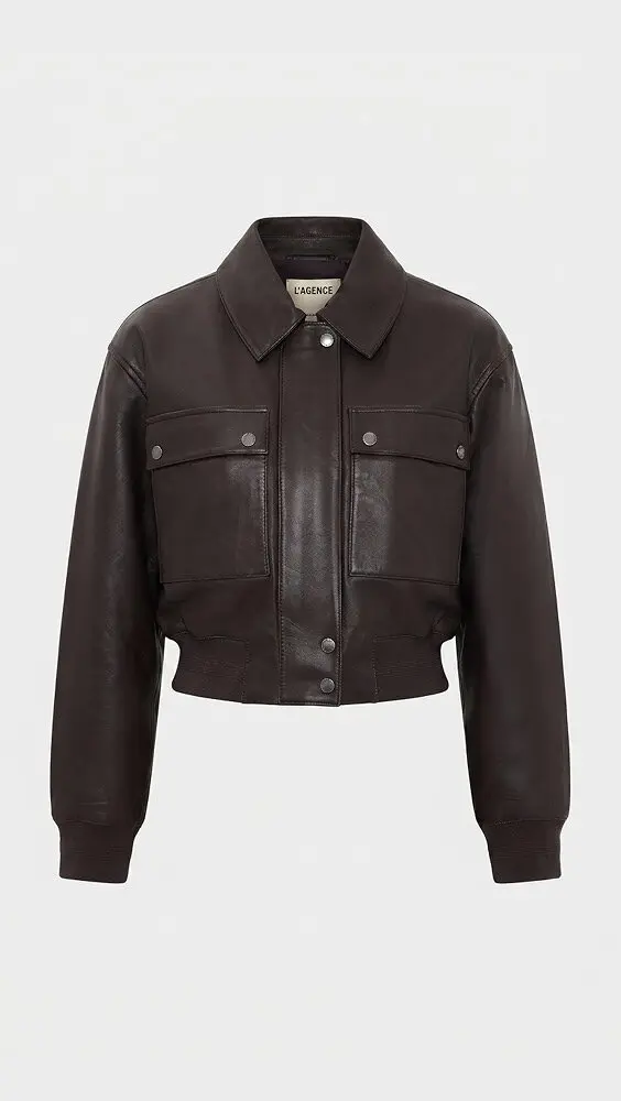 L'AGENCE Clotilde Leather Bomber Jacket