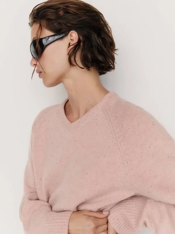 REFORMATION Sydney Regenerative Wool V-neck Sweater - Pink