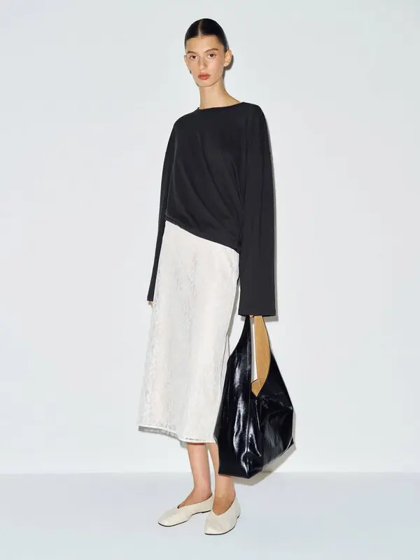 REFORMATION Wren Oversized Long Sleeve T-shirt - Black