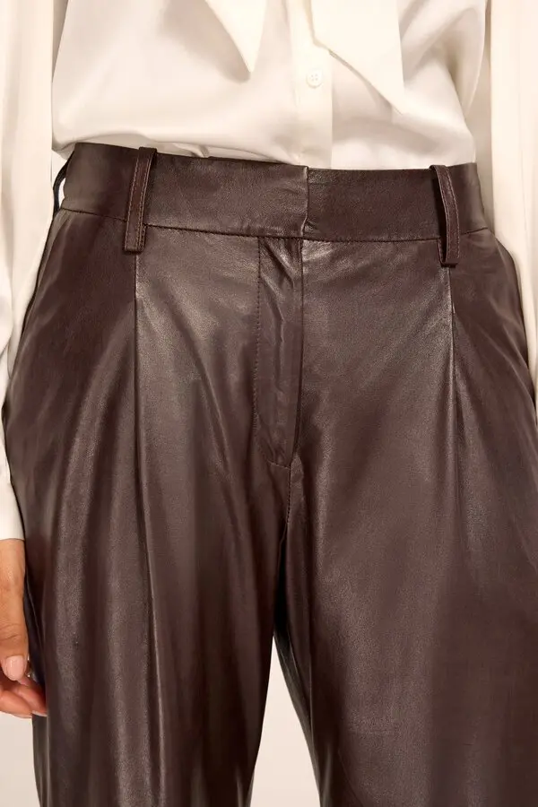 Ramy Brook Eliza Leather Pleated Pant