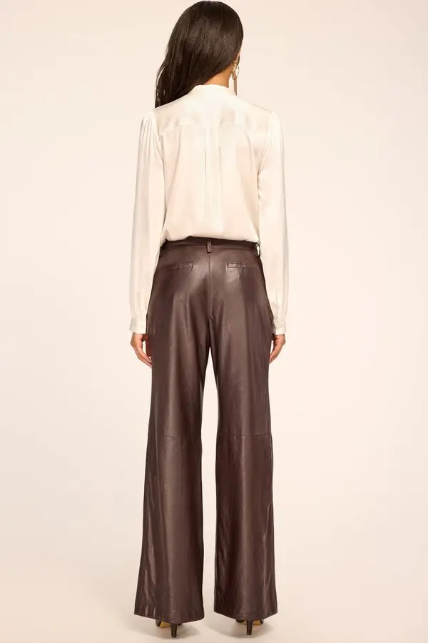 Ramy Brook Eliza Leather Pleated Pant