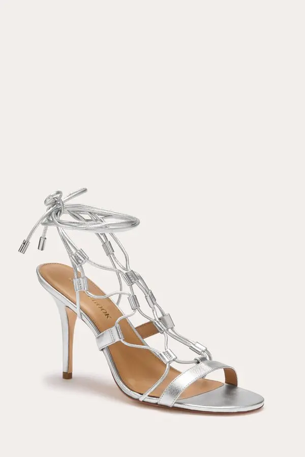 Ramy Brook Isabella Lace-up Stiletto Sandal - Silver