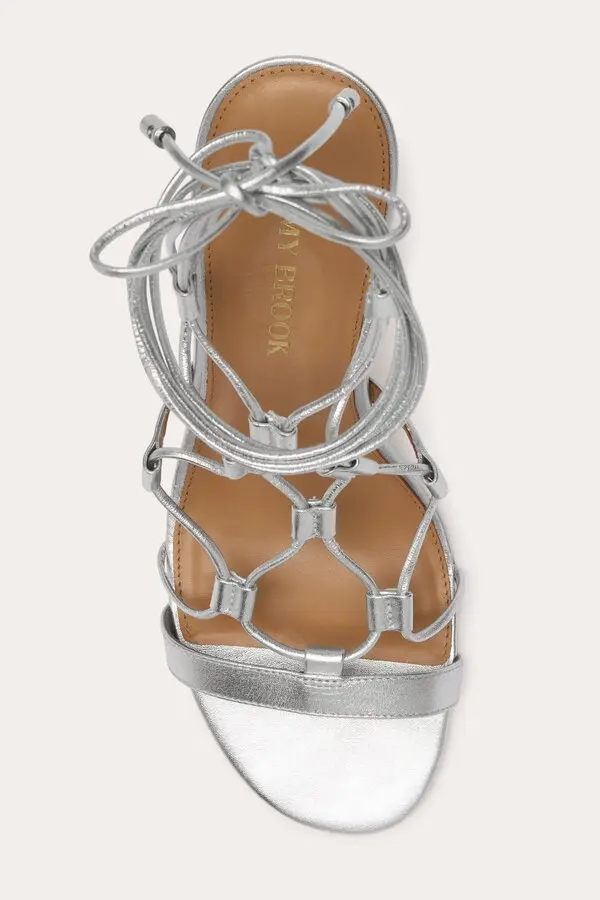 Ramy Brook Isabella Lace-up Stiletto Sandal - Silver