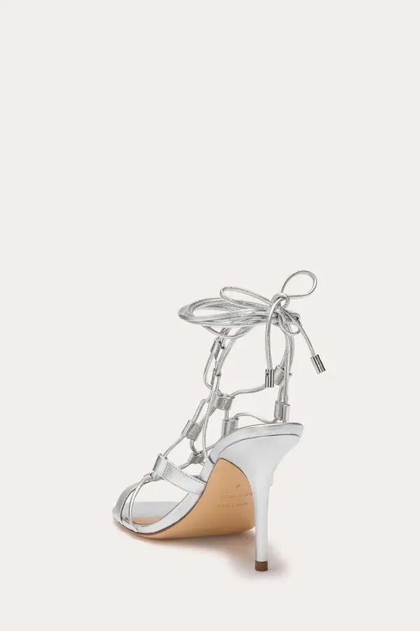 Ramy Brook Isabella Lace-up Stiletto Sandal - Silver