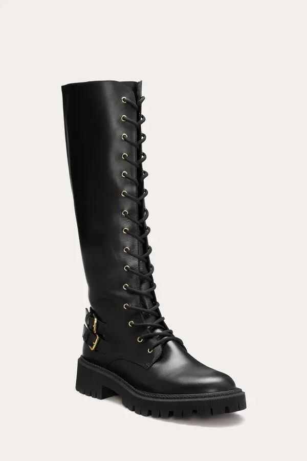 Ramy Brook Valentina Buckled Tall Combat Boot - Black
