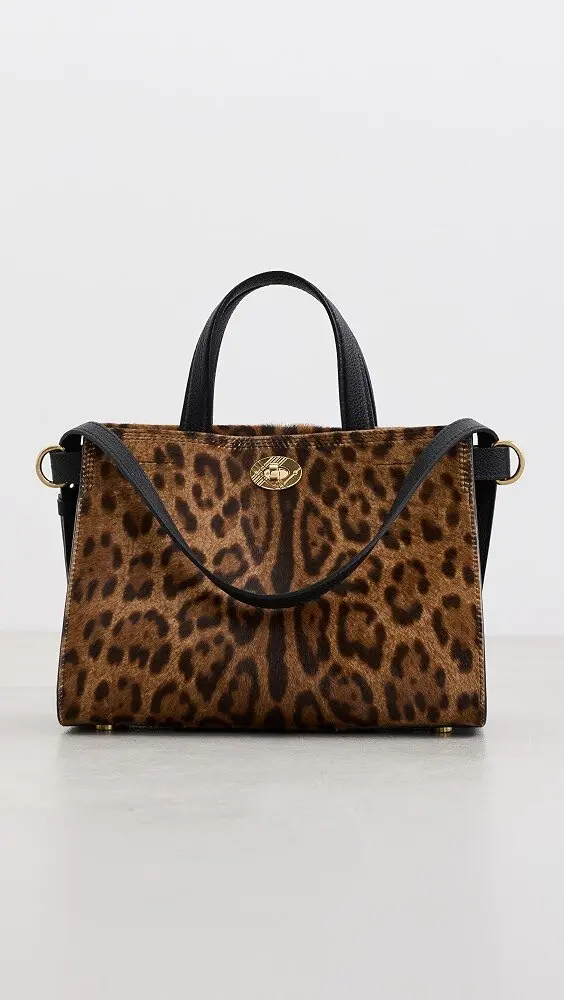 Burberry Small Leopard Print Fur Tote