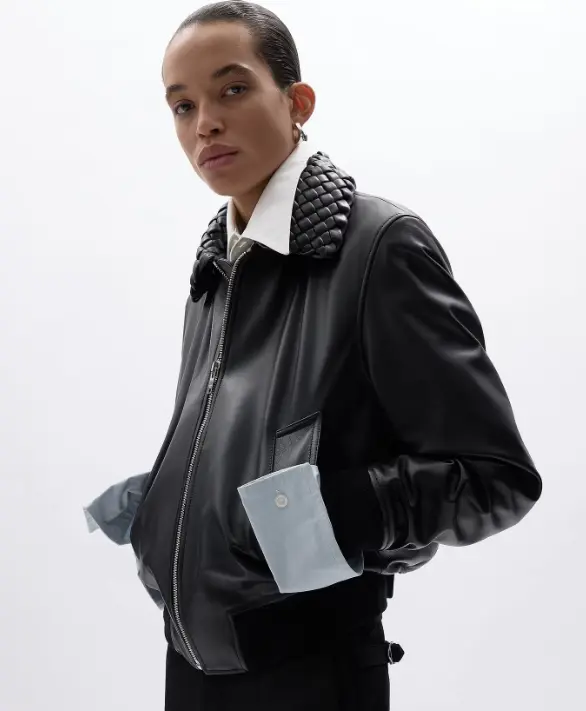 Bottega Veneta Shiny Leather Padded Blouson
