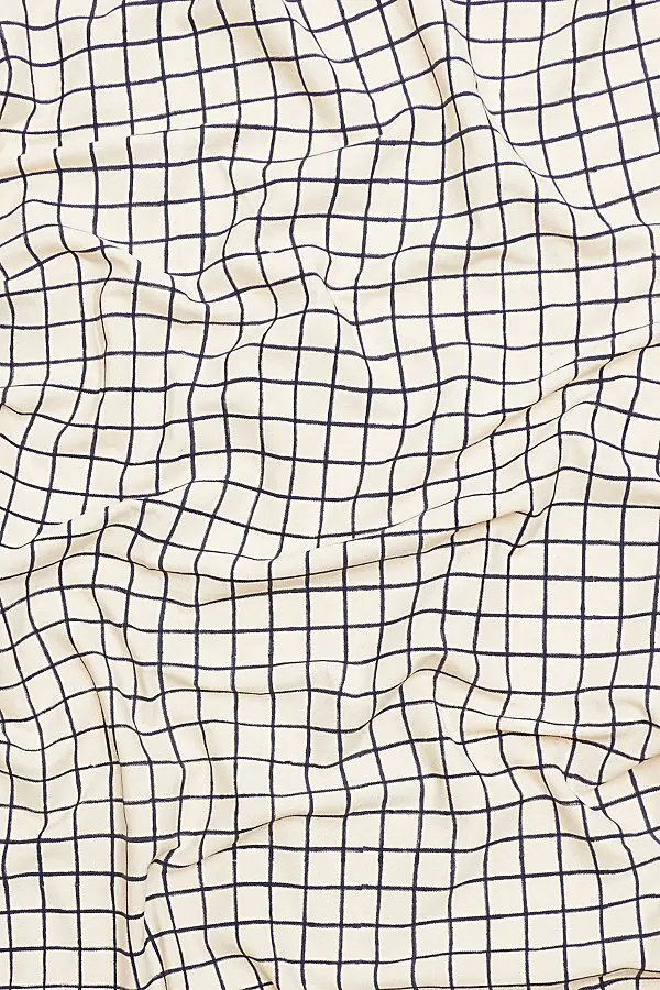 ANCHAL Grid Block Print Tablecloth - Navy