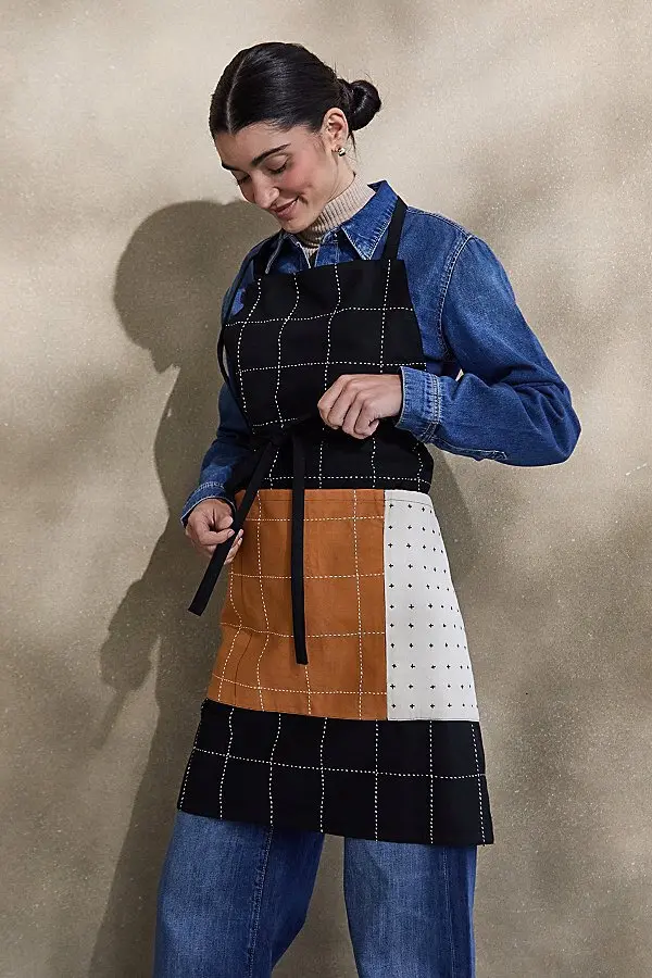 ANCHAL Cotton Bib Apron - Charcoal