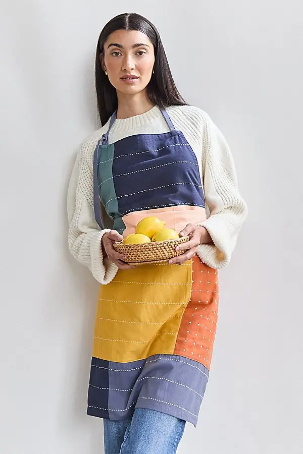 ANCHAL Colorblock Cotton Bib Apron