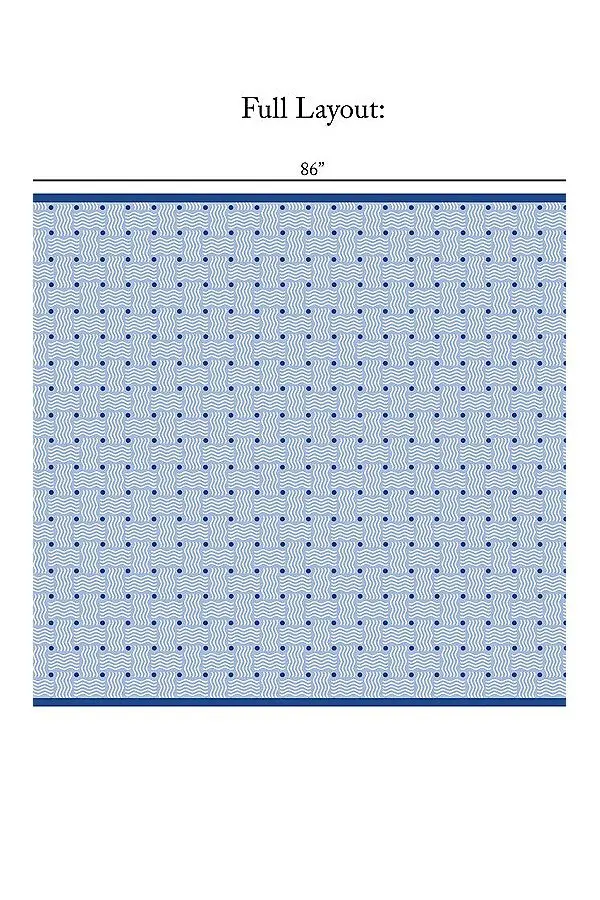 SUPRA ENDURA Block Print Tablecloth - Blue Squiggle