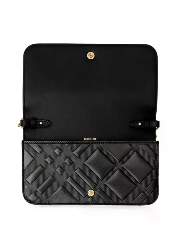 Burberry Embossed Check Chain Strap Wallet