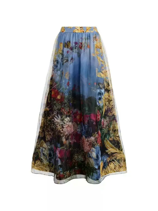 Alice + Olivia Dixie Floral-print Silk Maxi Skirt - Blue
